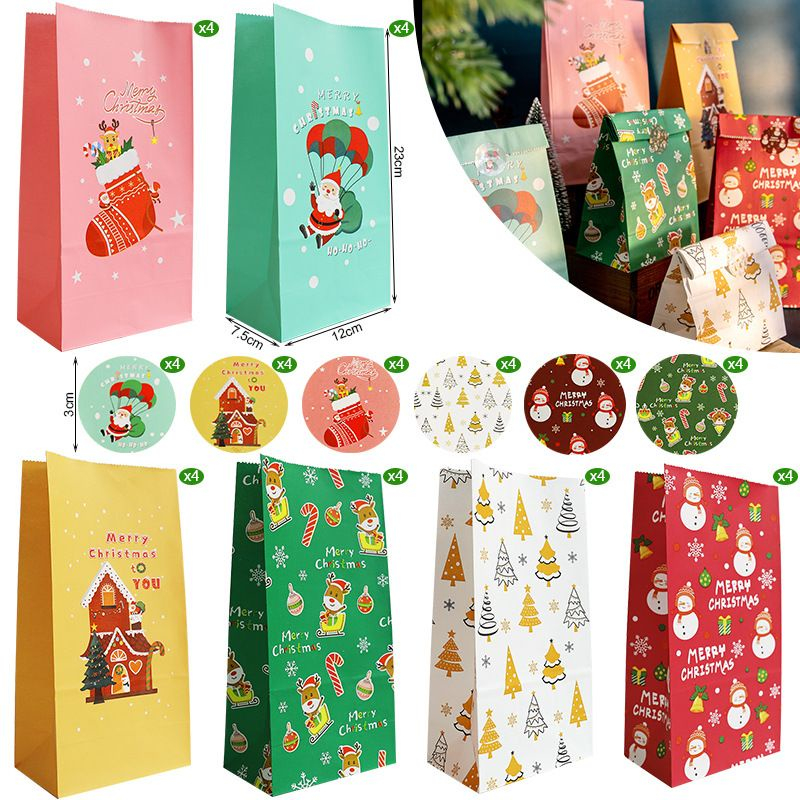 Jual 24set Paper Bag Edisi Natal / Paper Bag Stiker Tali / Goodie Bag ...