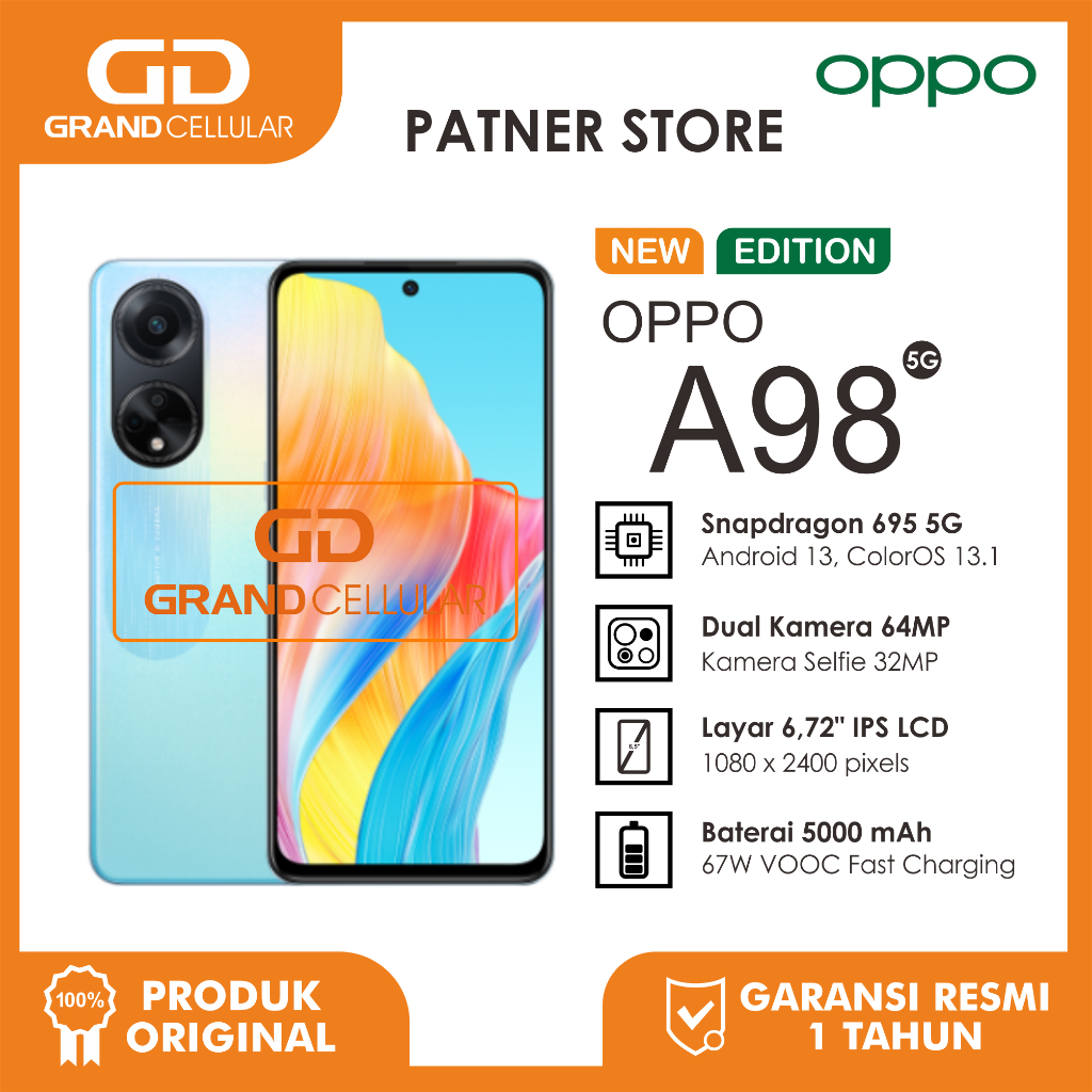 Jual OPPO A98 5G 8GB RAM 256GB ROM Garansi Resmi | Shopee Indonesia
