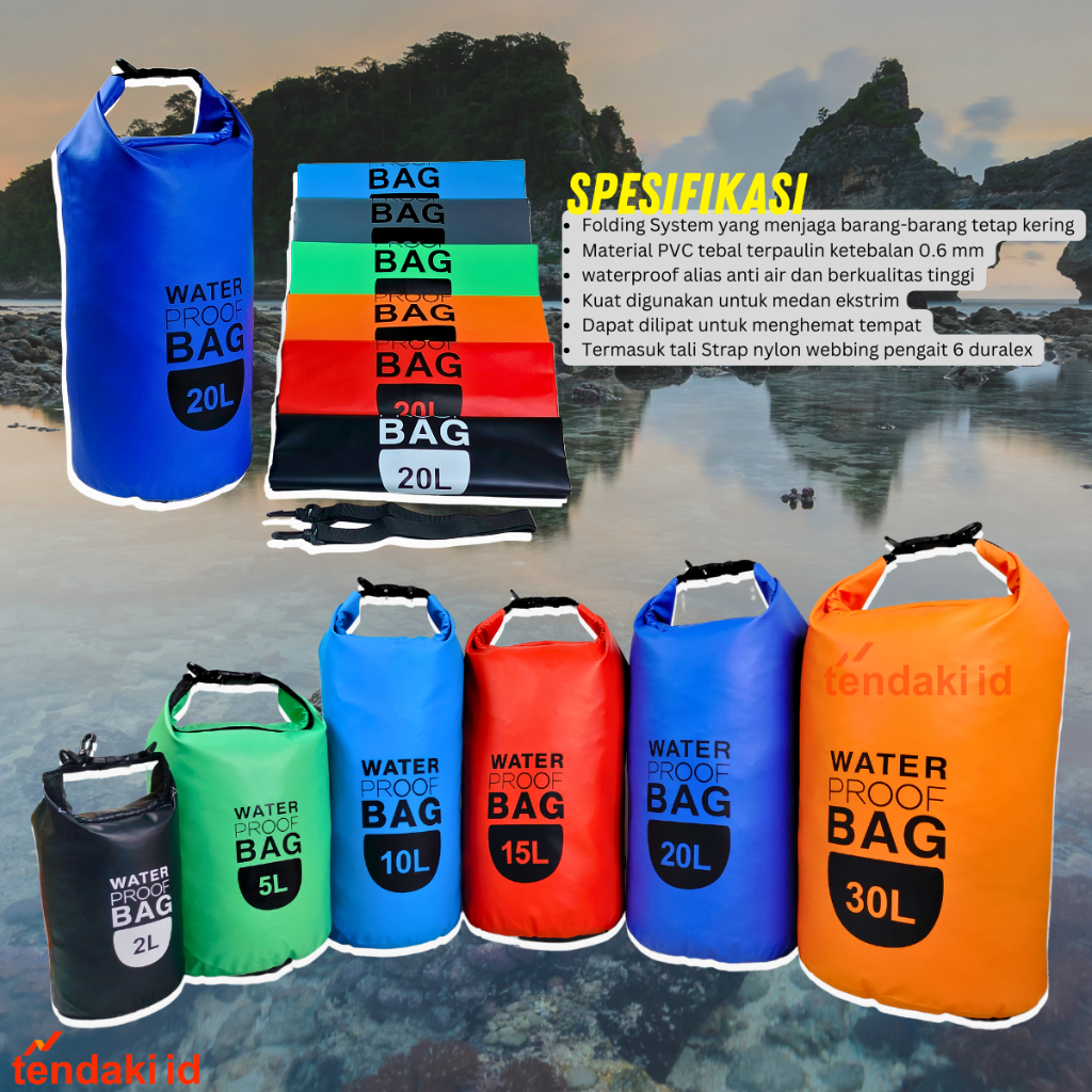 Jual Dry Bag 2L / Tas Waterproof / Tas Anti Air / Tas Waterproof / Tas Pancing / Tas Renang ...