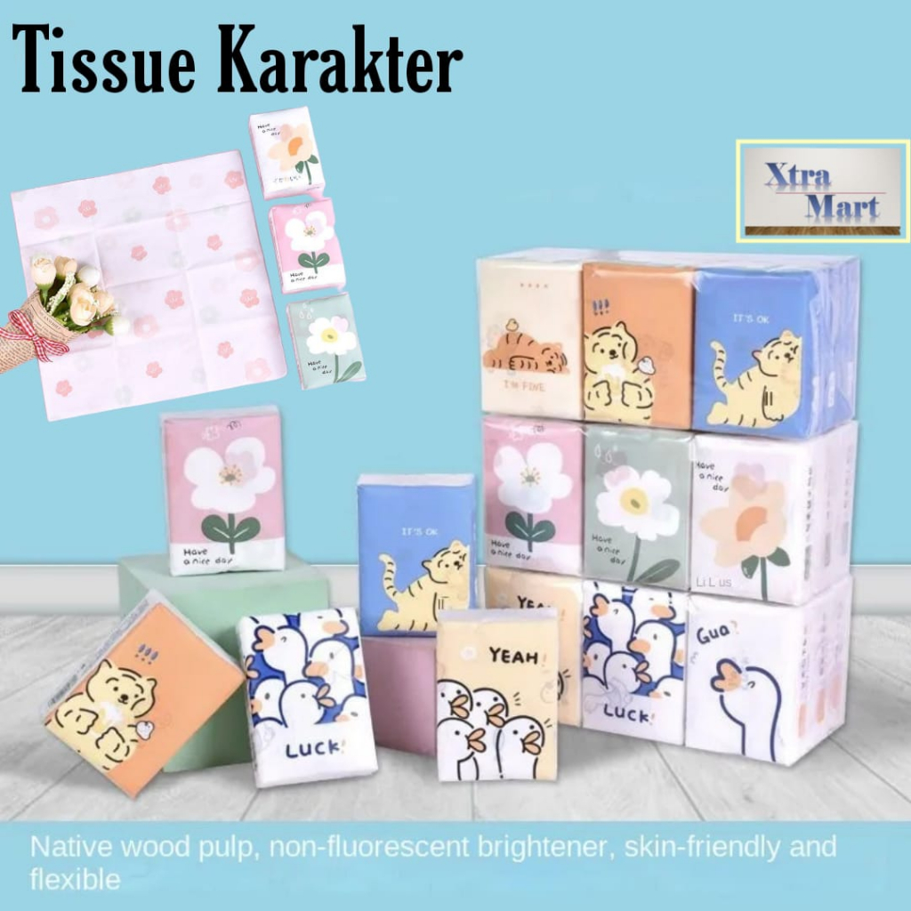 Jual XM - Tisu Mini Karakter 8 Lembar Tissue Kering 3 Layer Tissue ...