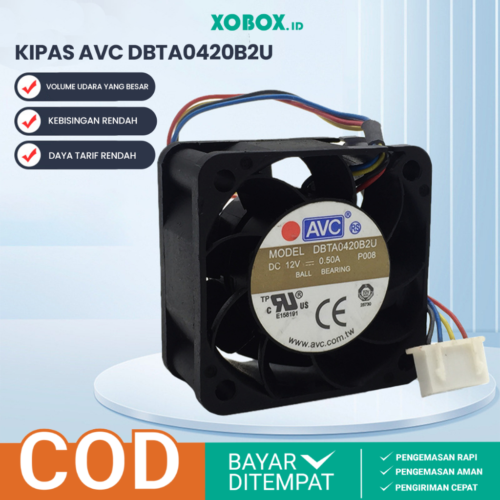 Jual Kipas Fan AVC DC 12V 0.50A High Speed DBTA0420B2U Processor 4 cm ...