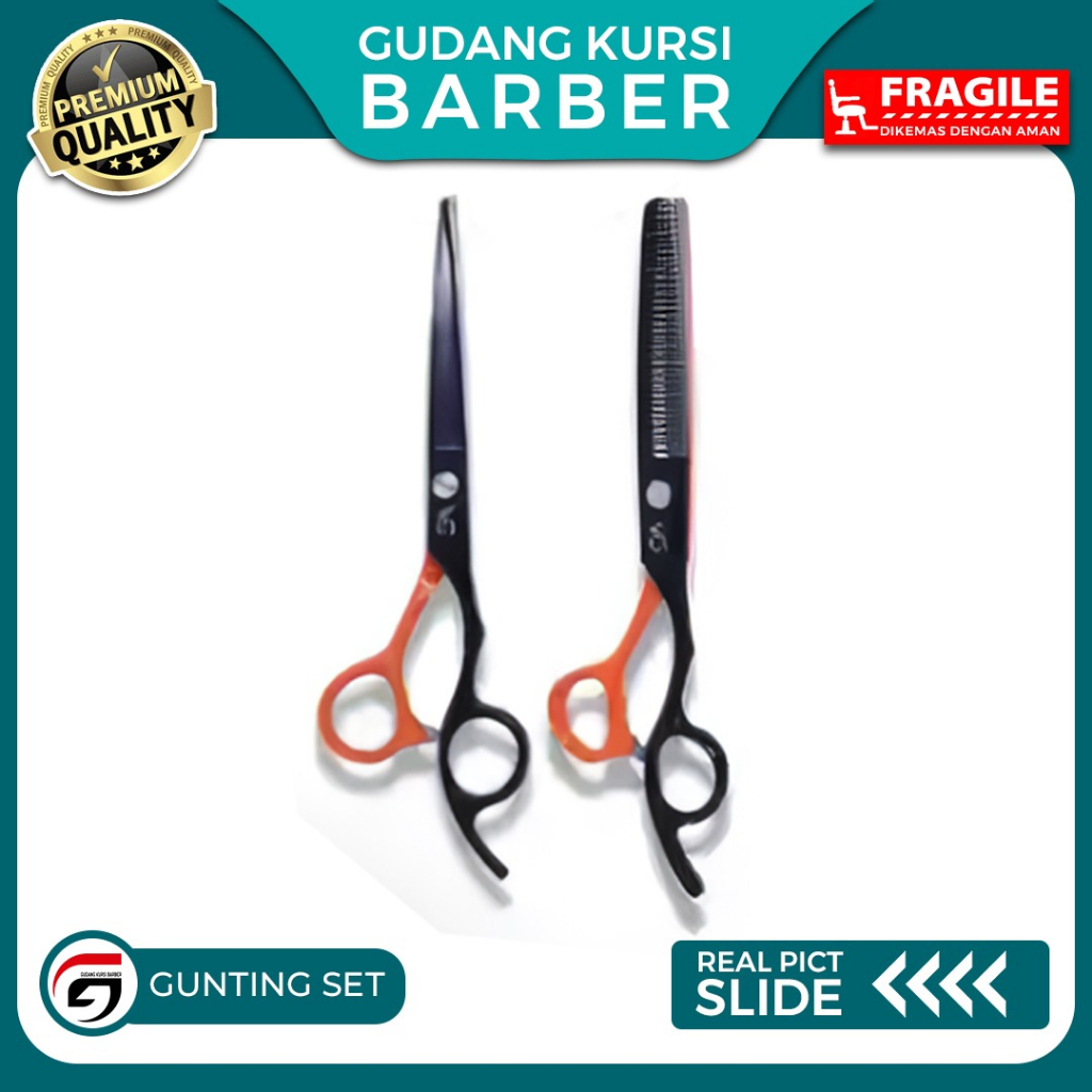 Jual Gunting Set VG Orange Hitam Gunting Potong Rambut Hair Thinning ...