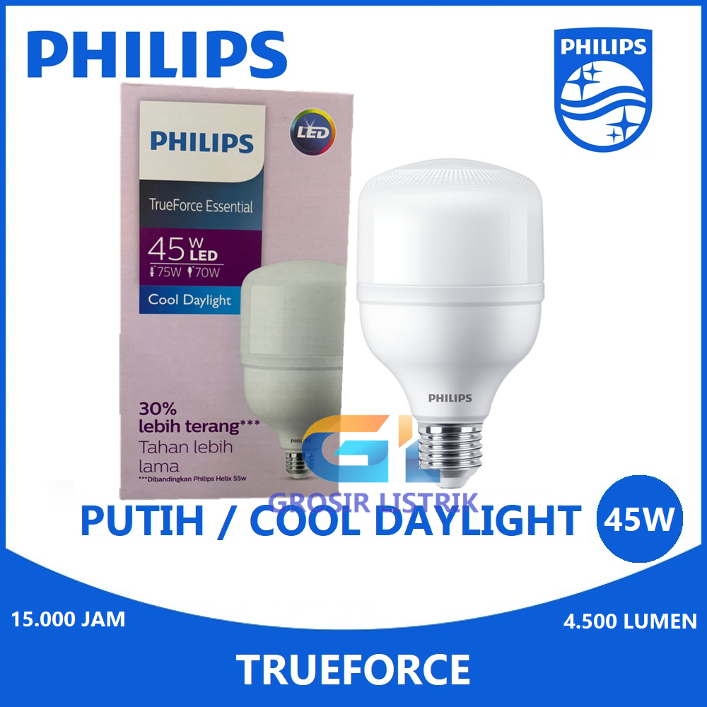 Jual Lampu Philips LED TrueForce Ess 45W Putih Cool Daylight 6500K Essential (45 Watt 45 W ...