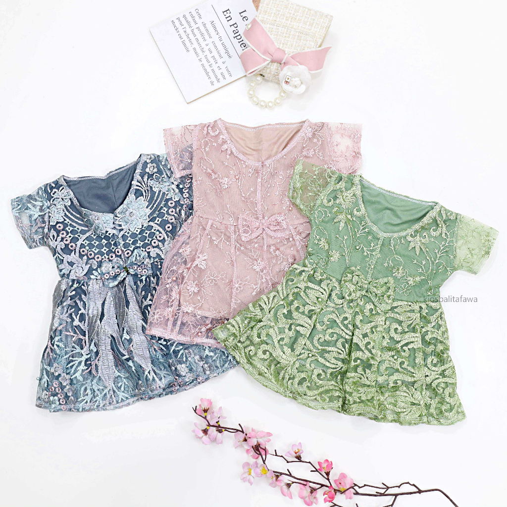 Jual (PILIH WARNA) Dress Icha Brukat uk Bayi 0-6 Bulan / Dres Brokat ...
