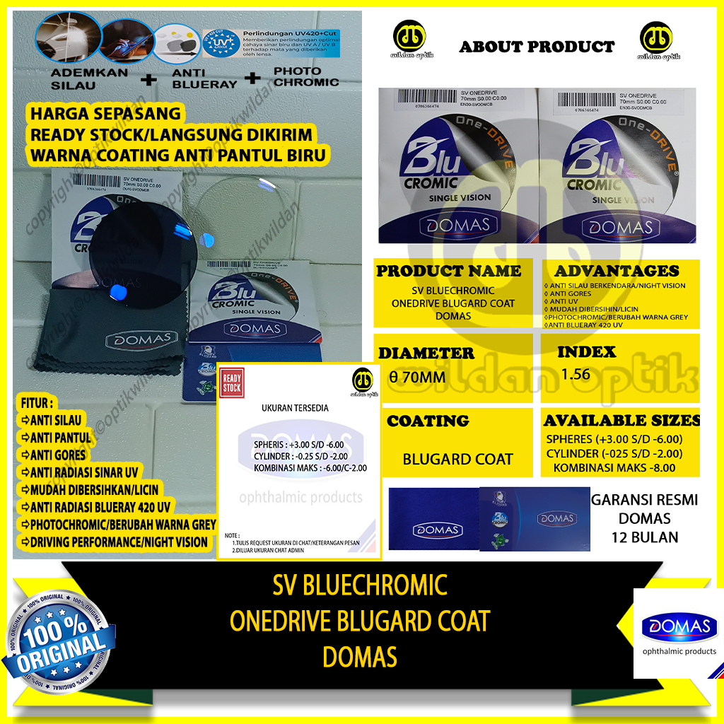 Jual LENSA DOMAS ONEDRIVE/NIGHT VISION/ BLUECHROMIC(BLUERAY ...