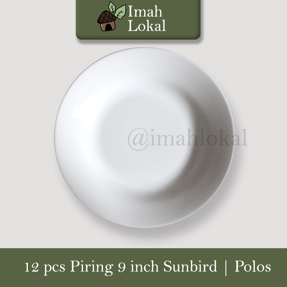 Jual 12 pcs Piring Makan 9 inch Putih Polos Sunbird | Shopee Indonesia