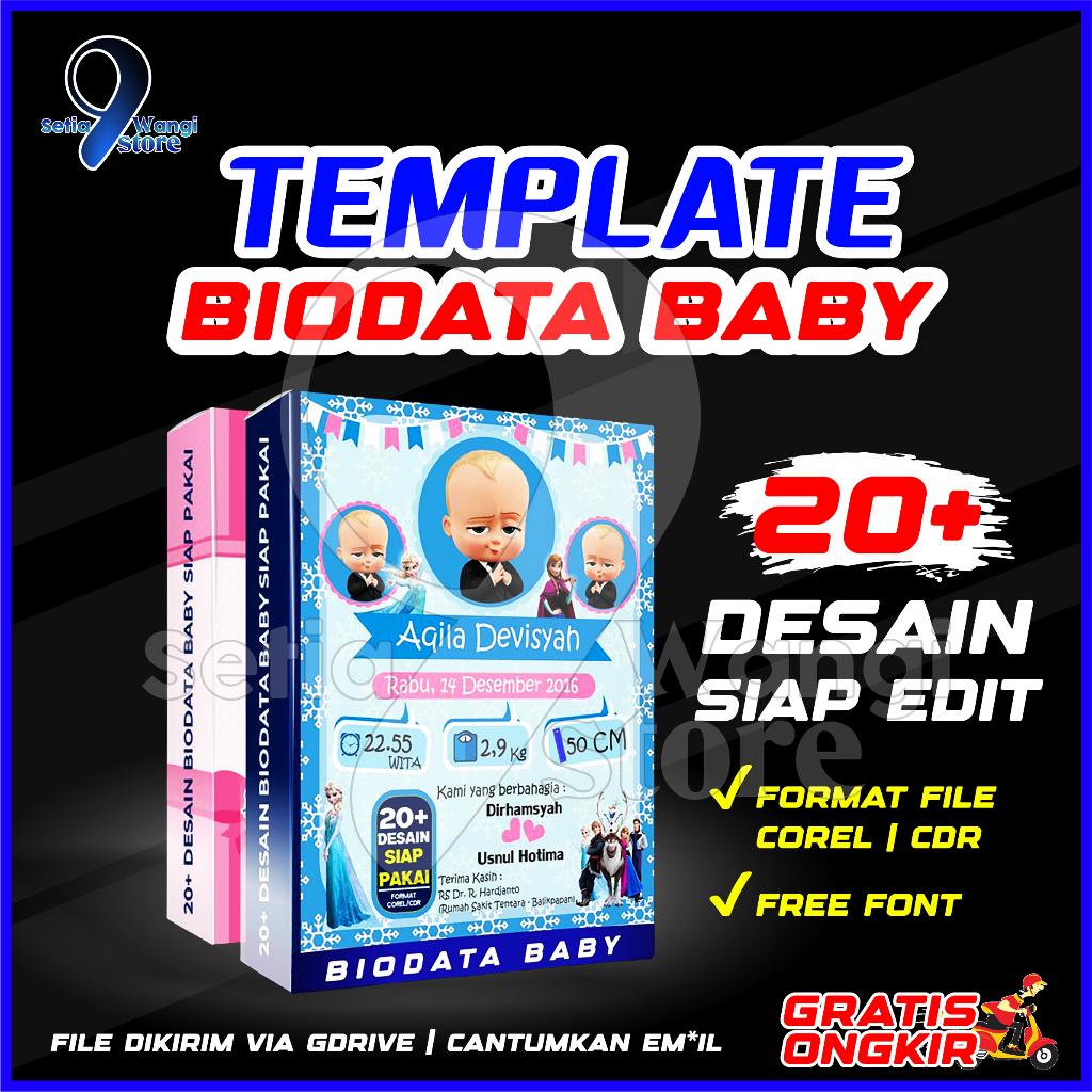 Jual Template Biodata Bayi | Bio Baby Siap Edit FREE Font [GRATIS ...