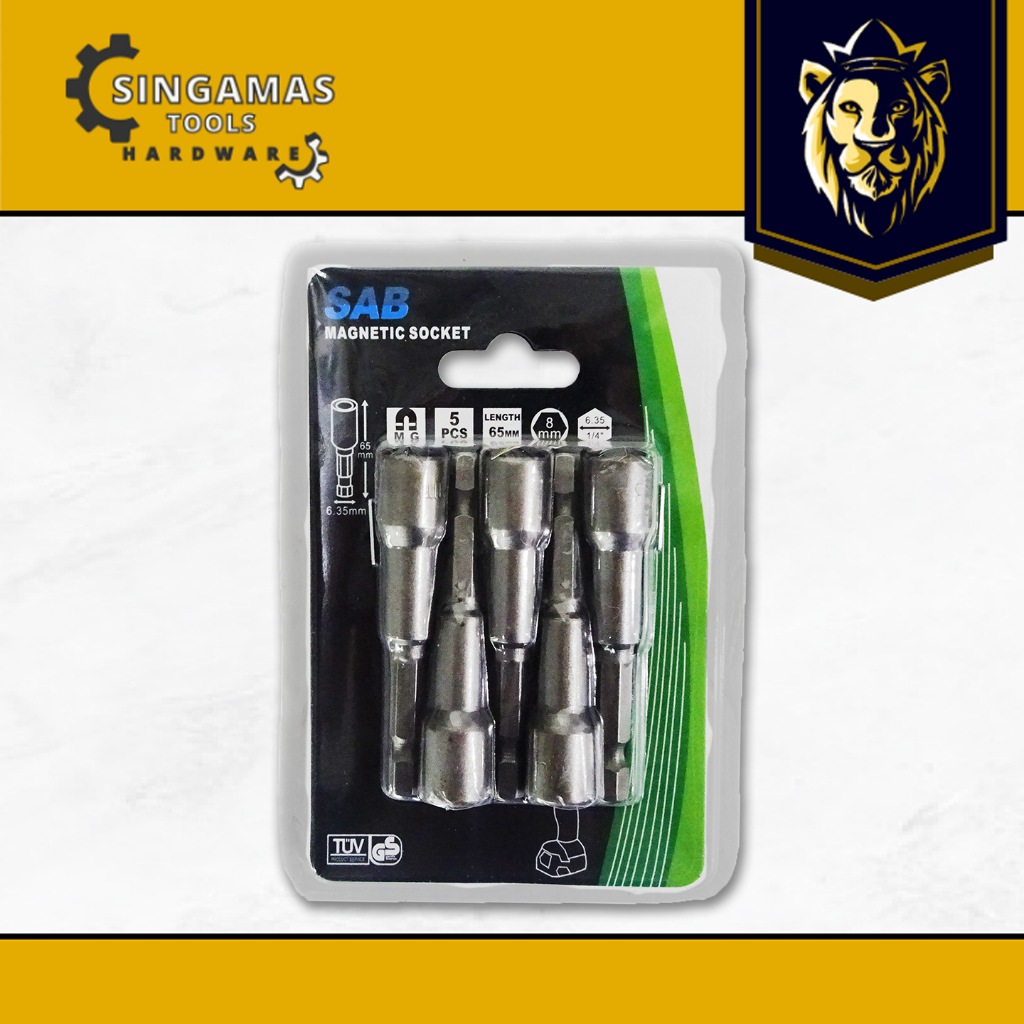 Jual SAB Magnetic Hex Nut 8 x 65mm Set 5 Pcs - Mata Socket Roofing ...