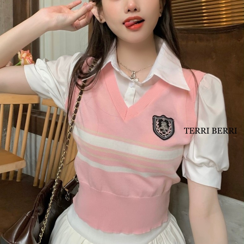 Jual Areum Top Blouse Set [Banyak Varian] Vest Shirt | Blus Korea Atasan | Collar Kemeja Kerah ...