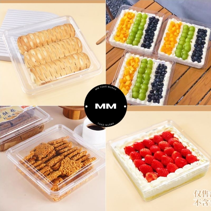 Jual 10pcs tray mika kue besar 21cm box kotak mika dessert cake mika ...