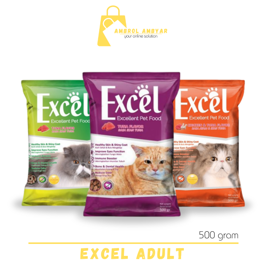 Jual Excel Adult Makanan Kucing Dewasa 500gr | Shopee Indonesia