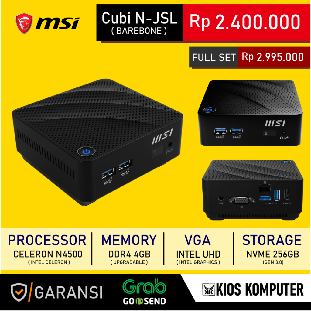 Jual MINI PC MSI CUBI N JSL CELERON N4500 4GB DDR4 RAM INTEL UHD 256GB ...