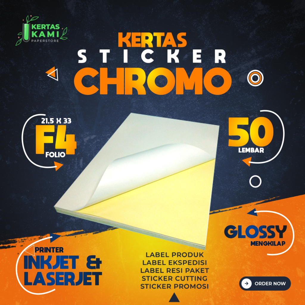 Jual Stiker Chromo Glossy FOLIO F4 isi 50 Lembar - Kertas Sticker ...