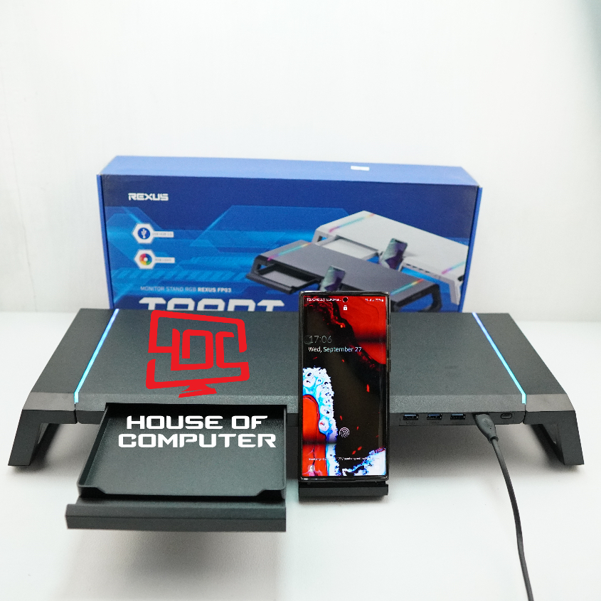 Jual STAND MEJA MONITOR REXUS FP03 TRANT WITH 4 PORT USB 3.0 RGB ...