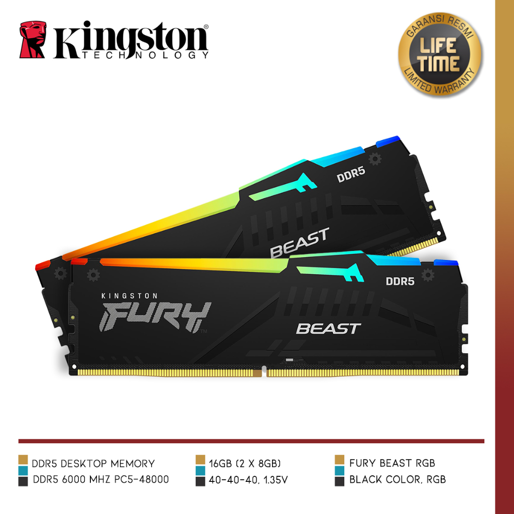 Jual KINGSTON KF560C40BBAK2-16 | Fury Beast RGB 16GB (8GB x2) DDR5 ...