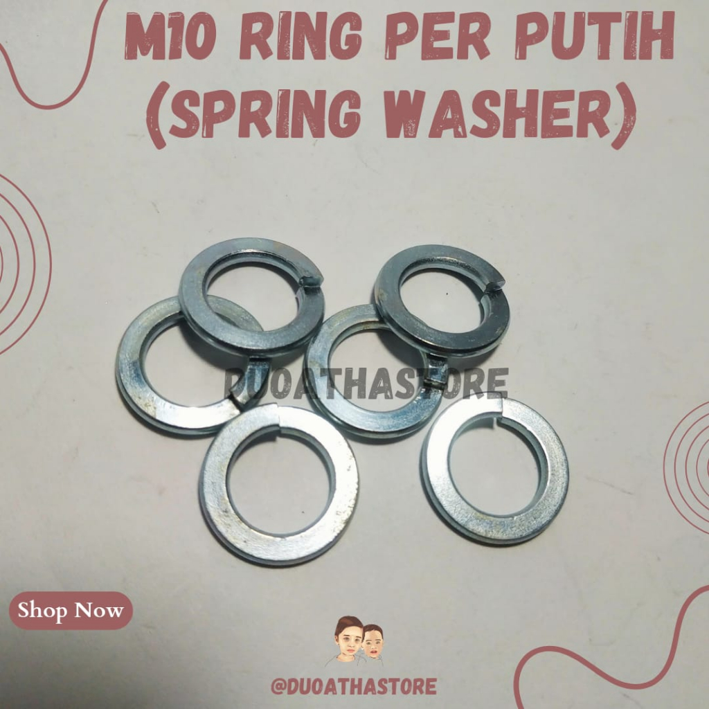 Jual M10 RING PER BESI PUTIH 10mm SPRING WASHER GALVANIS | Shopee Indonesia