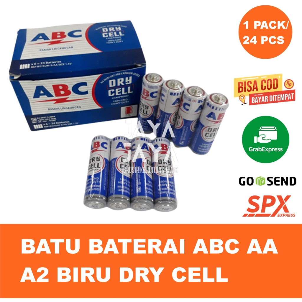 Jual BATU BATERAI ABC AA / A2 BIRU DRY CELL / BATRE KERING BATRAI A2 ...