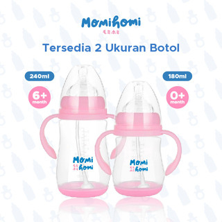 Jual MOMI HOMI 02 BOTOL DOT SUSU BAYI RINGAN DENGAN GAGANG DAN SEDOTAN 180ML / 240ML WIDE NECK ...