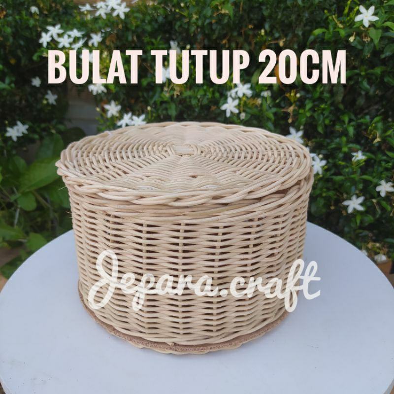 Jual Keranjang Rotan Bulat Tutup - Keranjang Bulat Tutup 20cm/Toples ...