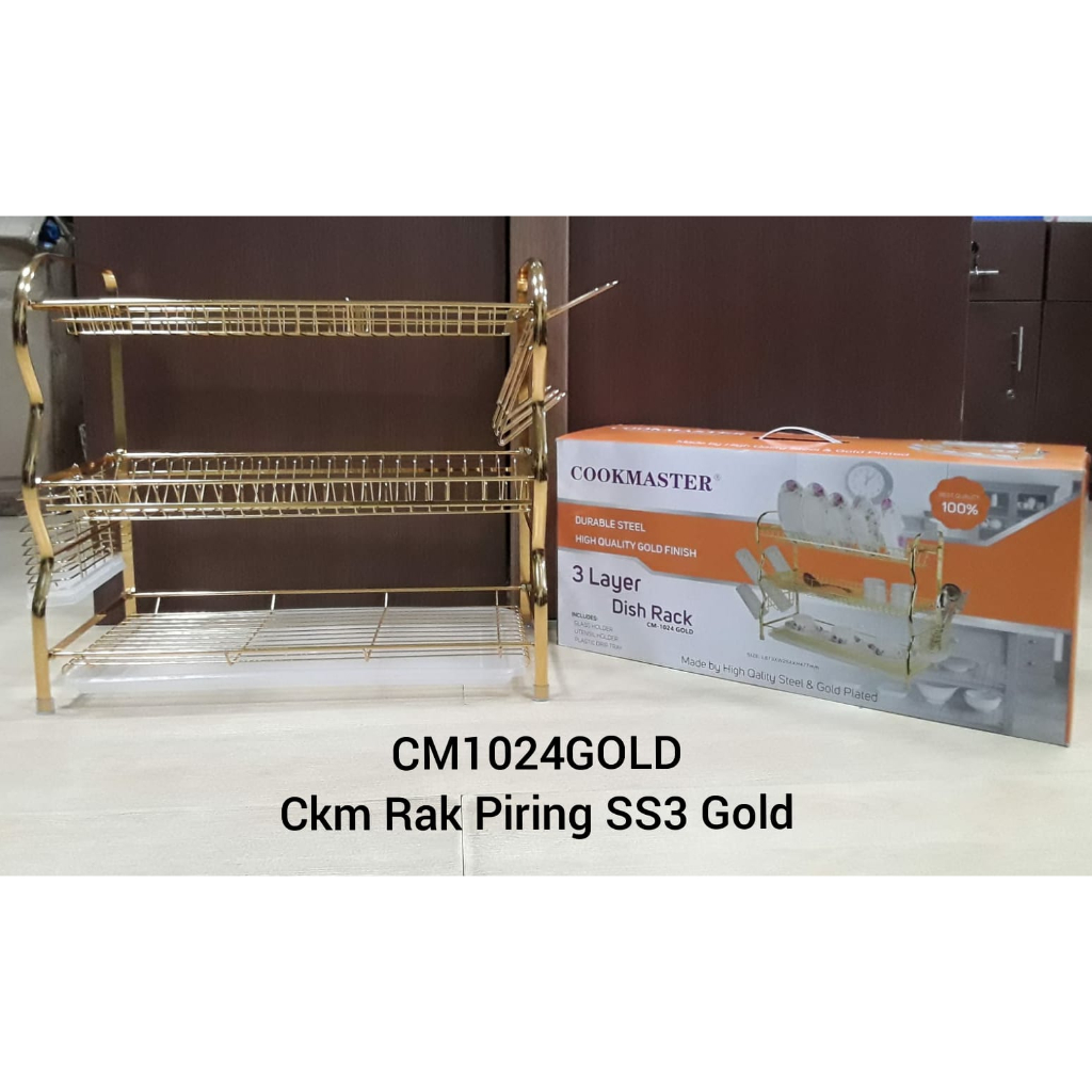 Jual Rak piring GOLD susun 3 | Shopee Indonesia