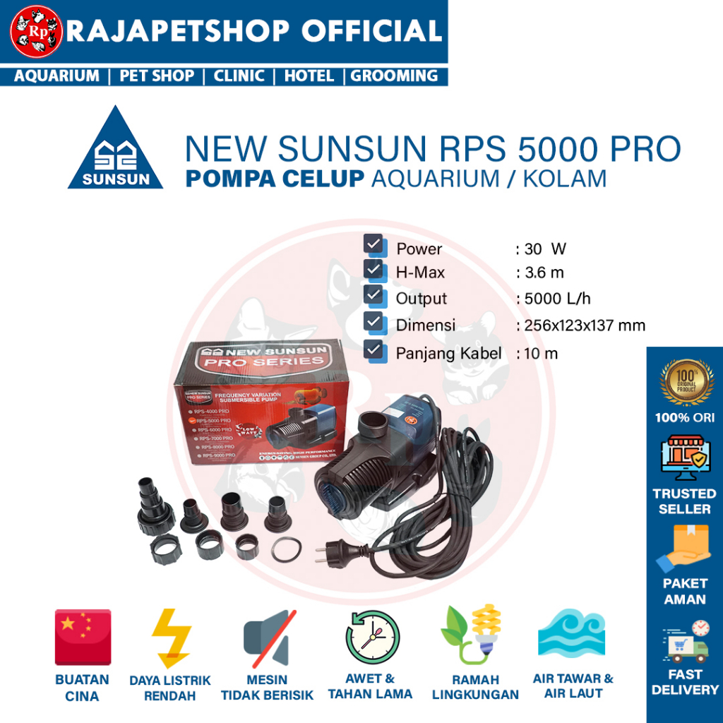 Jual NEW SUNSUN RPS 5000 PRO Pompa Air Celup Kolam Aquarium | Shopee ...