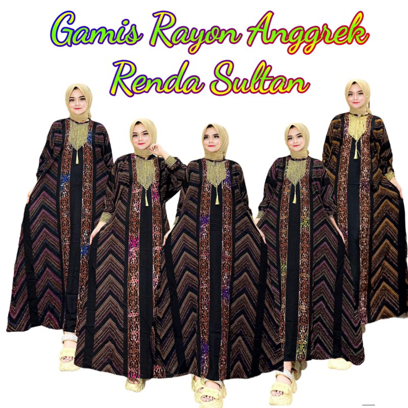Jual Gamis Anggrek Kaftan Renda Sultan Katun Rayon Super Motif Batik ...
