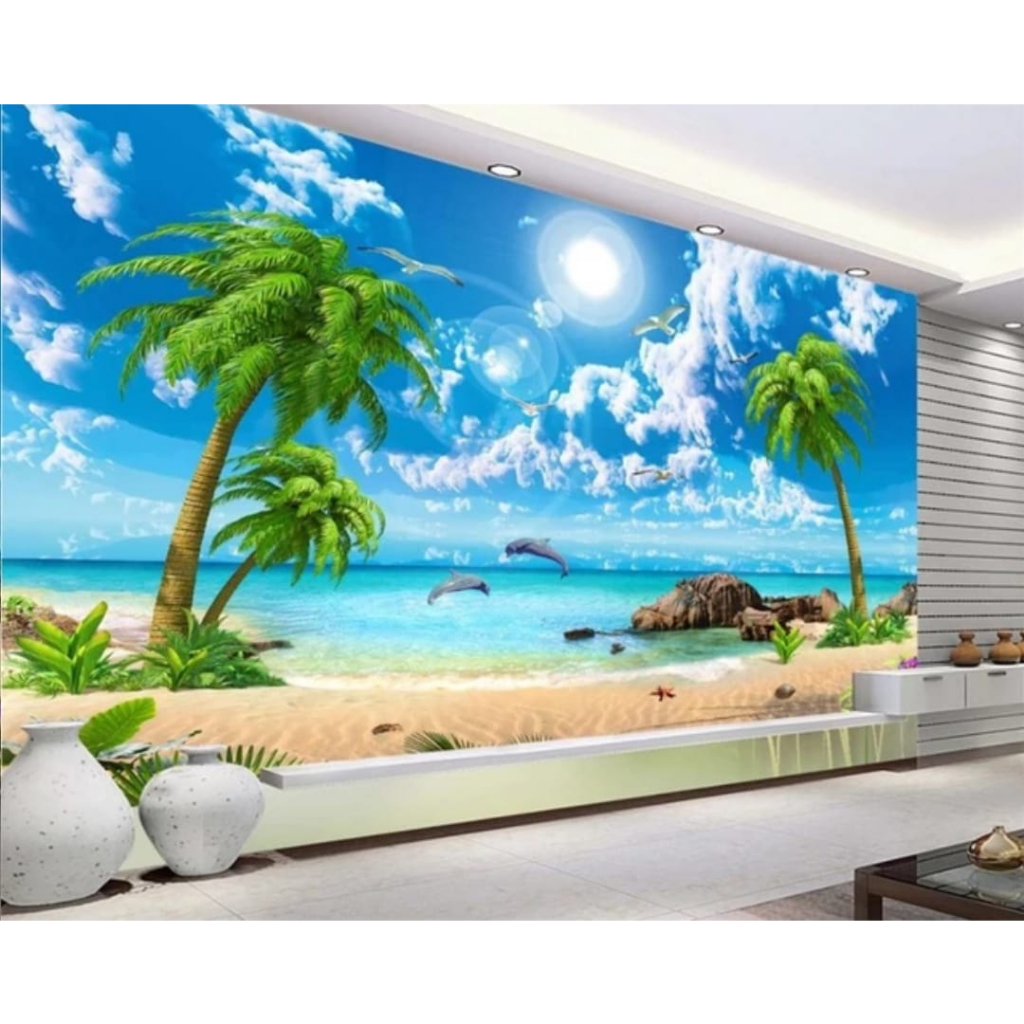 Jual WALLPAPER PANTAI BIRU 3D TERMURAH - WALLPAPER PEMANDANGAN PANTAI ...