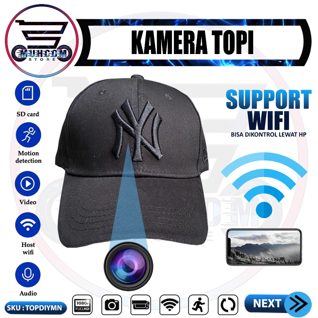 Jual Topi Kamera Digital Portabel IP Camera Topi Biseball Wifi Wireless ...
