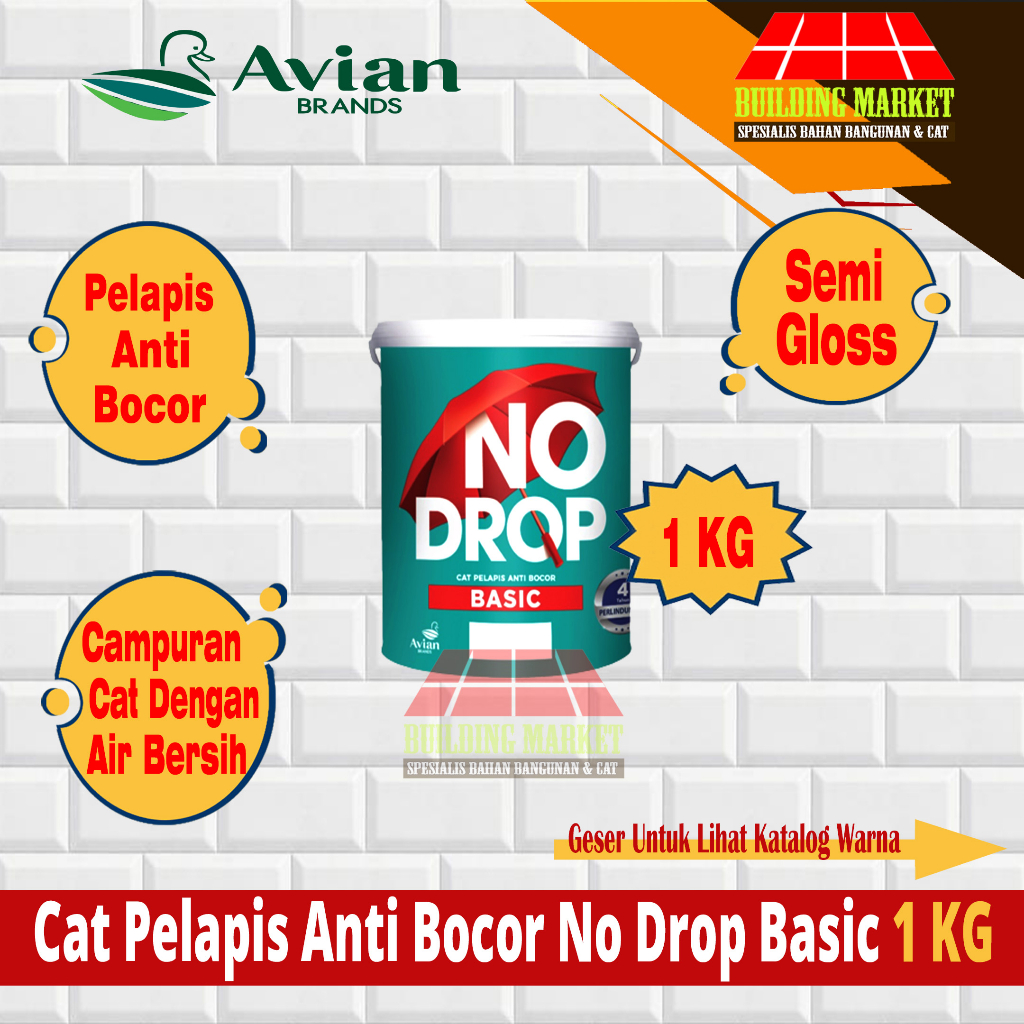 Jual Cat Tembok Luar Pelapis Anti Bocor No Drop Basic 1 KG Waterproofing | Shopee Indonesia