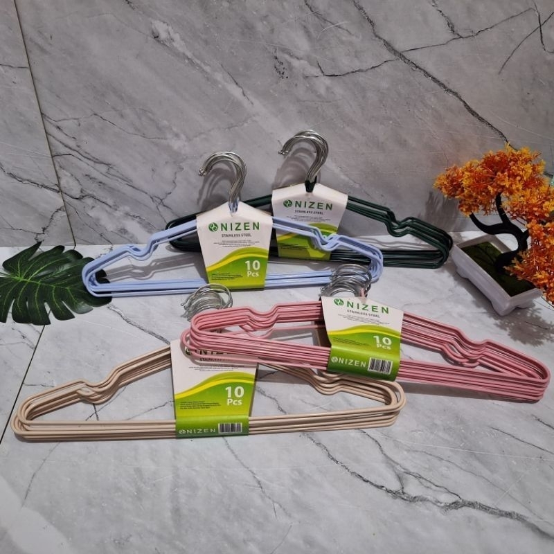 Jual Gantungan Baju Stainlees Steel/ Hanger Kawat Nizen Coating Karet ...