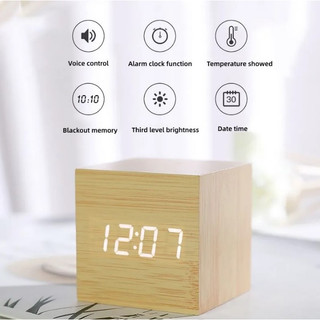 Jual JD-11 Jam Digital Kayu LED Jam Weker Desain Mini Motif Kayu Wooden ...