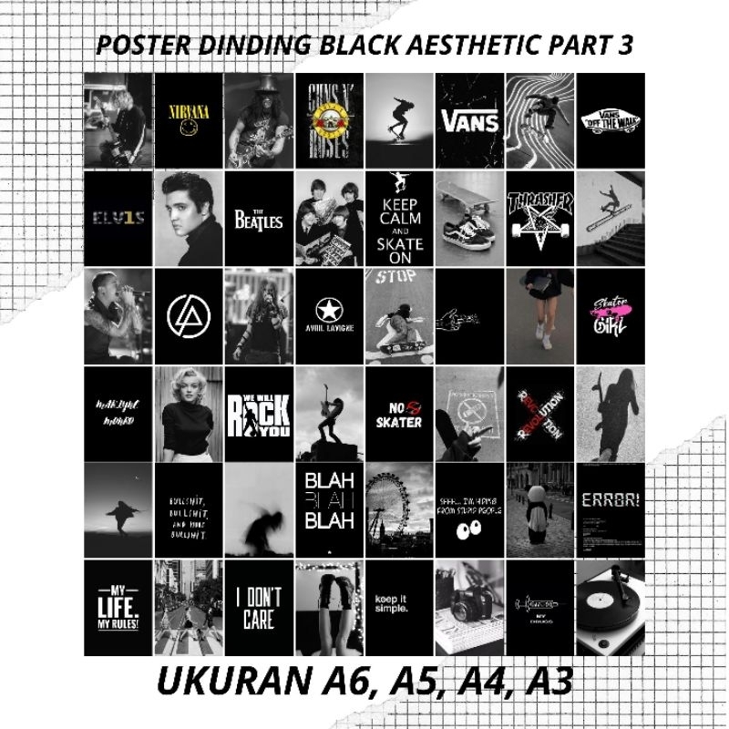 Jual Poster Dinding BLACK Aesthetic Part 3 Ukuran A6, A5, A4, A3 | Baca ...