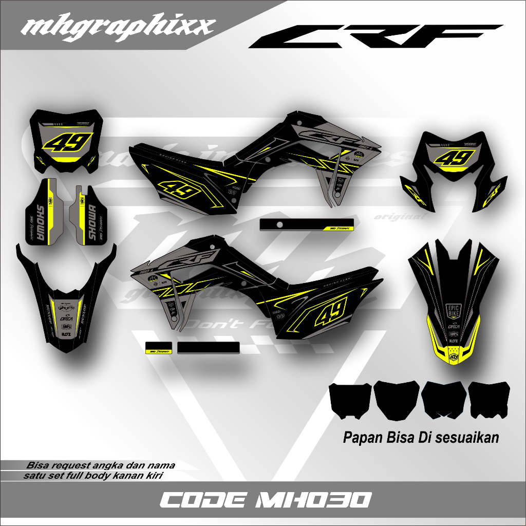 Jual MH 030 DECAL STIKER HONDA CRF 150L HITAM MOTIF TERBARU BISA CUSTOM ...