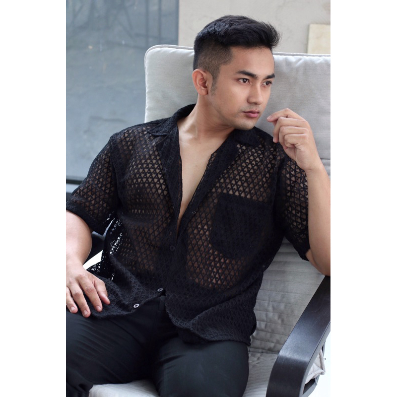 Jual PETER SHIRT hem transparan BAJU PRIA KEMEJA BROKAT PESTA TAHUN ...