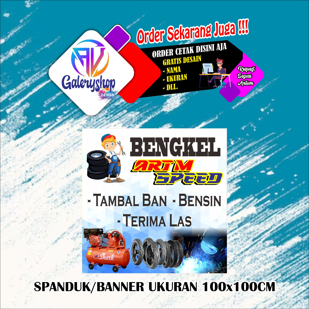 Jual mmt,spanduk,banner bengkel,tambal ban & las listrik dll ukuran 100x100 cm | Shopee Indonesia