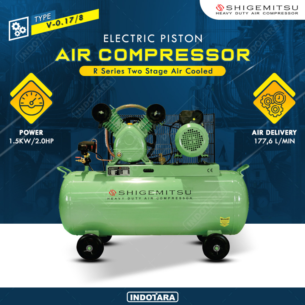 Jual Kompresor Angin Listrik 2HP/ 8 BAR 100L V-0.17 | Shopee Indonesia
