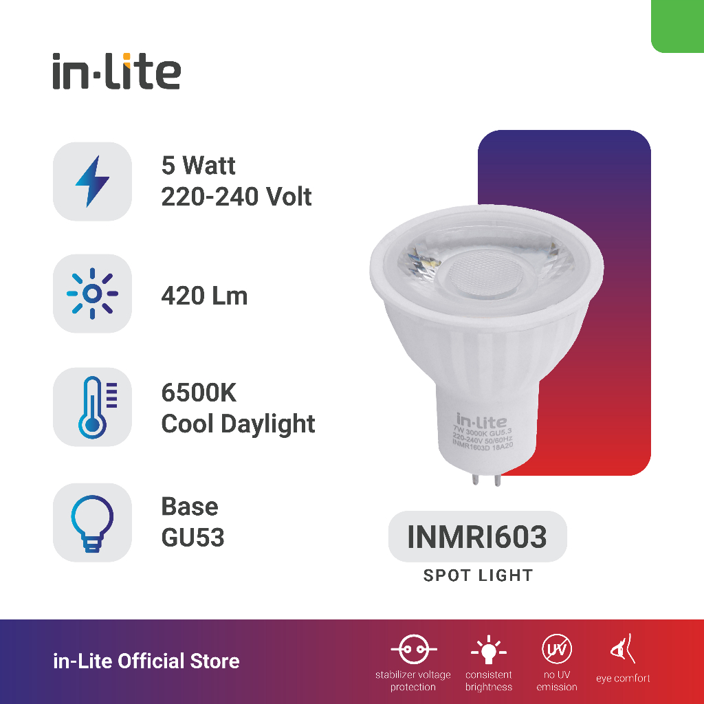 Jual InLite LED Lampu Sorot MR 16 Tusuk INMR1603 5 - 7 watt 220V GU 5.3 ...