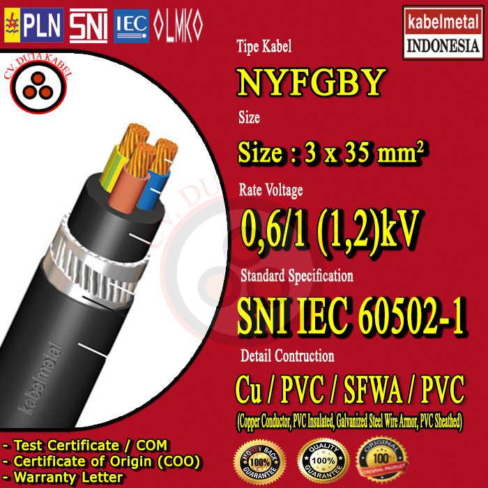 Jual Kabel NYFGBY 3x35 mm2 METAL /3 x 35 mm2/3x35mm2/3x35 mm/3x35mm | Shopee Indonesia