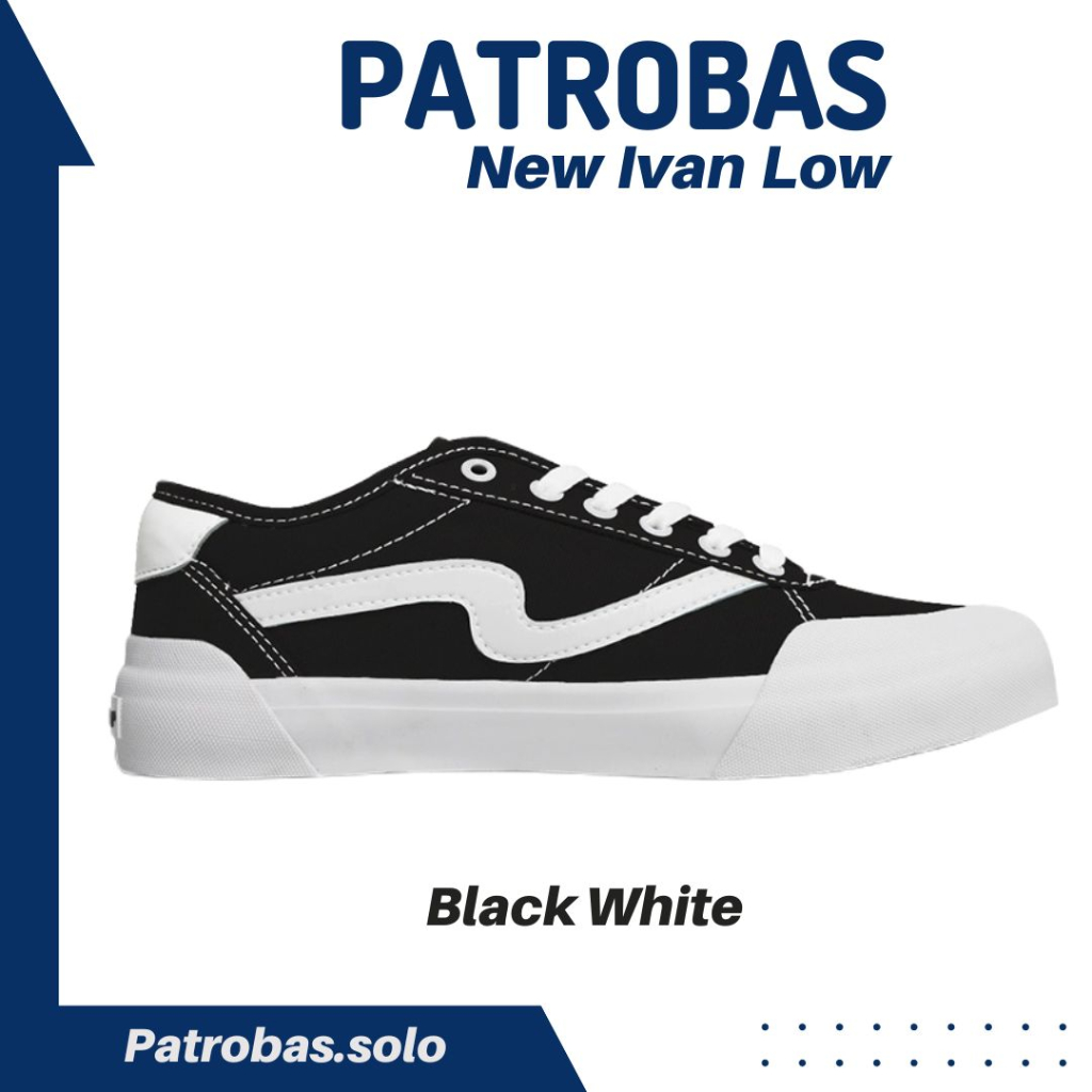 Jual Patrobas New Ivan Low Black White Original | Shopee Indonesia
