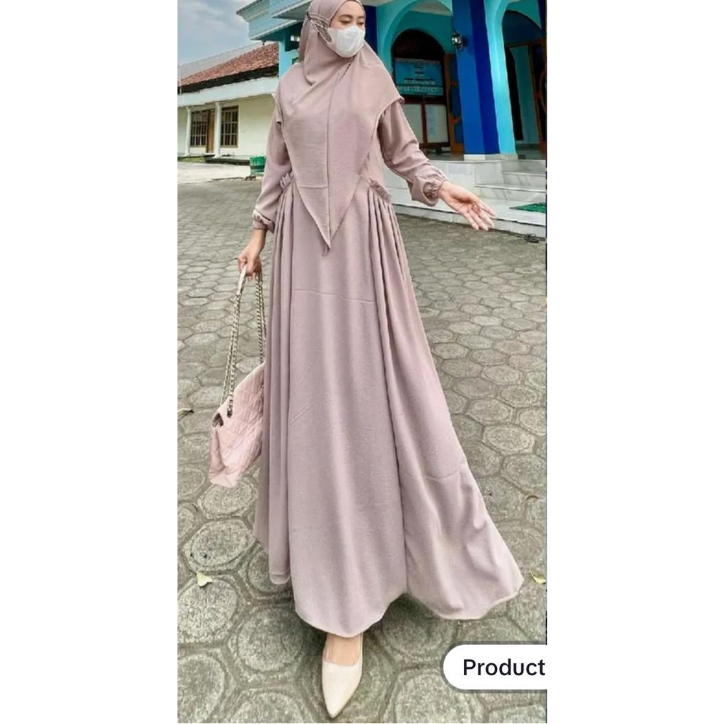 Jual Gamis Set Hijab Amira Kekinian Bahan Crinkle Airflow Muslim Bergo ...