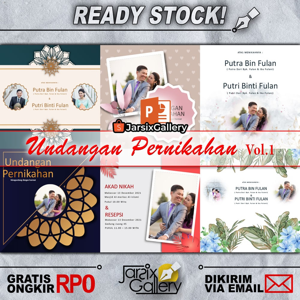 Jual [JarsixGallery] Template Design Undangan Pernikahan PPT Vol.1 ...