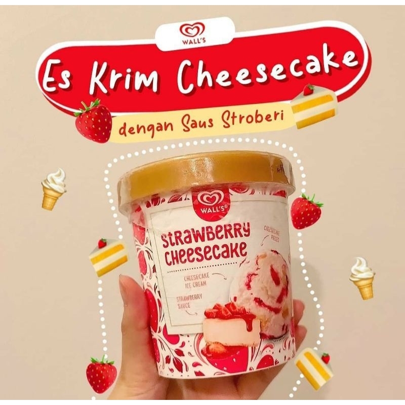 Jual Ice Cream Wall's STRAWBERRY CHEESECAKE | Shopee Indonesia