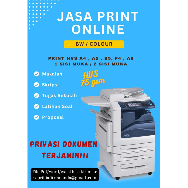 Jual PRINT A4 / CETAK KERTAS HVS 80 GSM A4 BW DAN COLOUR PROSES CEPAT | Shopee Indonesia