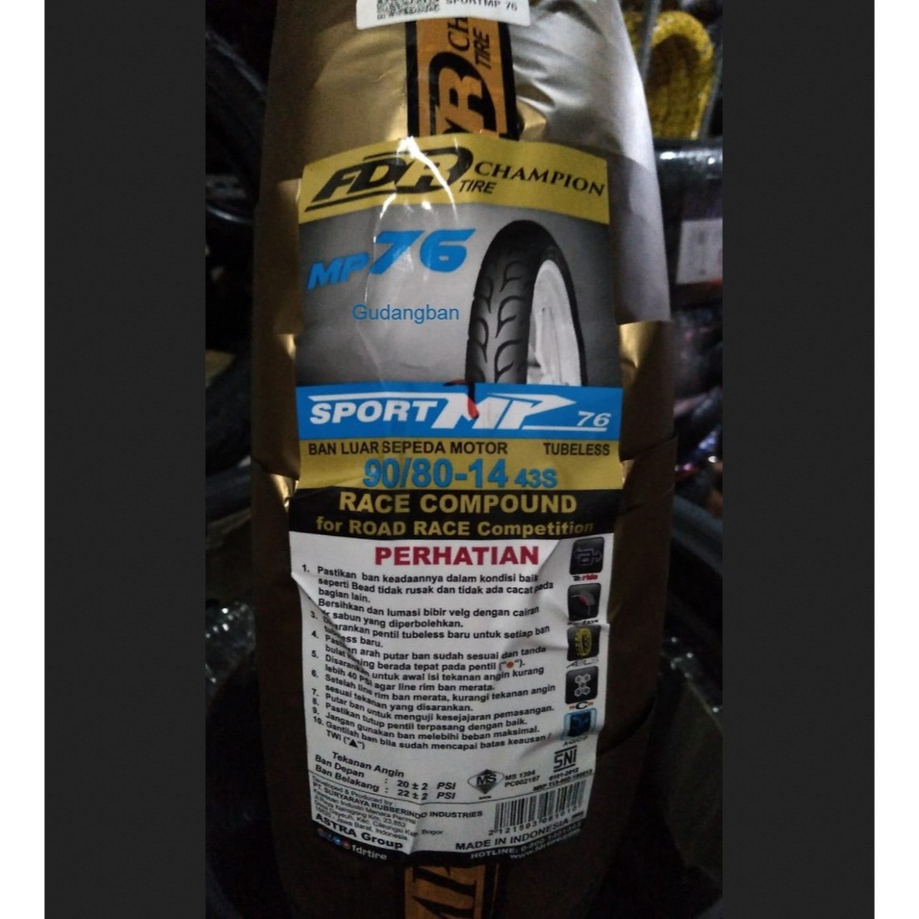 Jual ( JUMLAH PILIH DI VARIAN) FDR Sport MP76 90 80 14 Tubeless Soft ...