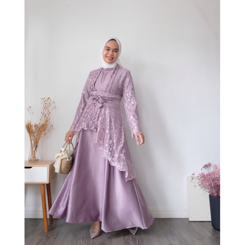 Jual Diana Maxi Dress Outer 2in1/ Outer Brukat Tulle Tile jaring/Baju ...