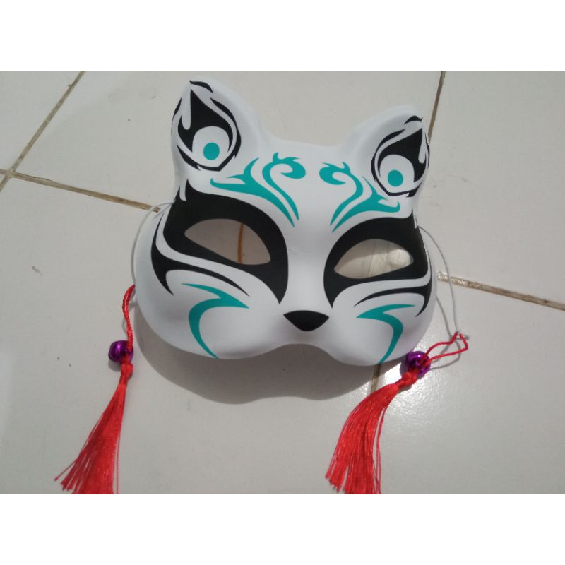 Jual topeng kitsune anime rubah atau kucing Halloween mask | Shopee ...