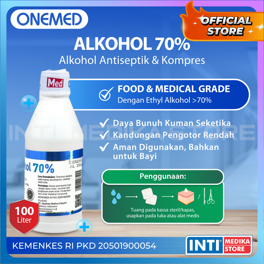 Jual ONEMED - Alkohol 70% 100ml | Alcohol P3K Antiseptik One Med ...