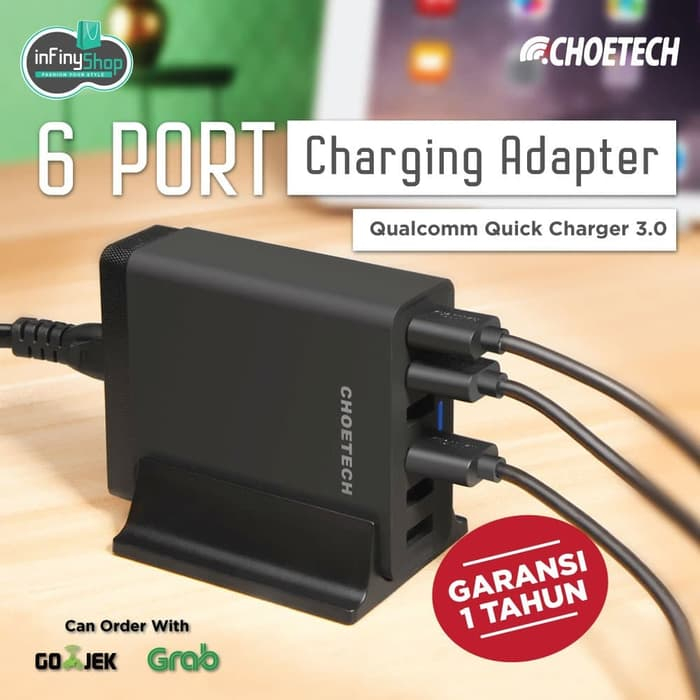 Jual CHOETECH SIX PORTS ADAPTER CHARGING STATION with 2 QC 3.0 | Shopee ...