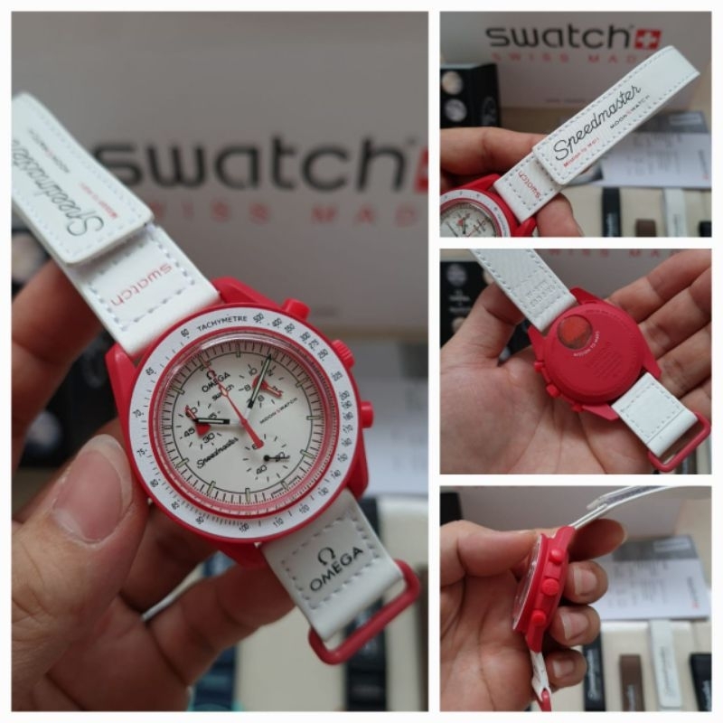 Jual Jam tangan Quartz Chronograph X Swatch Velcro strap fullset ...