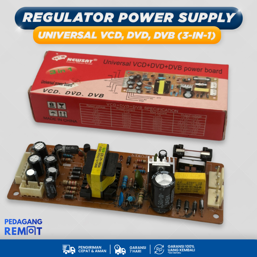Jual Regulator Power Supply DVB VCD DVD / Power Board Universal 3 in 1 ...